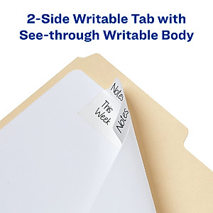 Avery Ultra Tabs, 3" x 1.5", 2-Side Writable, White, 24 Repositionable Filing Tabs (74776)