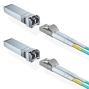 2 Pack 10G SFP+ SR Transceivers with 1m OM3 LC to LC Fiber Patch Cable, SFP+ to LC Multimode Module Compatible for Cisco SFP-10G-SR