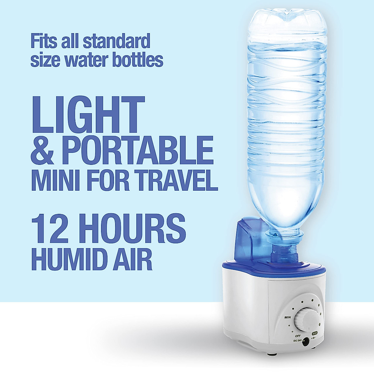Bell+Howell Sonic Breathe Water Bottle Humidifier, Easy to Use Small Humidifier, No Leak Portable Humidifier, Mini Humidifier, Travel Humidifier, Personal Humidifier and Desk Humidifier as Seen on TV