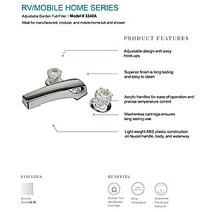 Laguna Brass 3340ACP Mobile Home Two Handle Non-Metallic Adjustable Garden Tub Filler, Chrome Finish