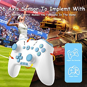 Gaming Controller For Nintendo Switch/PC/MAC/iPad/Phone/Android/TV/IOS/MFI Controller Remote Gamepad, Bluetooth Wireless Controller with Program Record, Turbo, Dual Vibration, Gyro Axis，Wake up