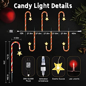 12 Pack Candy Cane Lights Pathway Outdoor 21''Christmas Candy Cane Lights Waterproof with 84 Warm LED Lights Landscape Path Lights for Xmas Yard Patio Garden Walkway Christmas Decorations