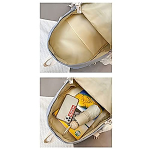 Aesthetic Backpack with Bear Plushies Gentle Light Colored Backpack for School Teen Girls Cute Accessories Backpack (Baby Purple)