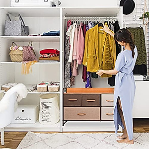 CONNOO Extra Wide Dresser Storage Tower, 5 Drawers Organizer Unit for Bedroom, Wood Top and Easy Pull Handle for Closets, Hallway, Entryway, Closets, Nurseries