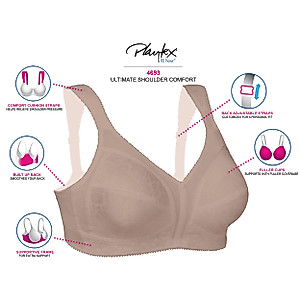 Playtex Women's 18 Hour Ultimate Shoulder Comfort Wireless US4693 Bra, White, 44DD