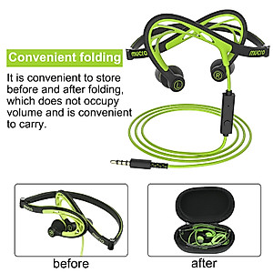 mucro Sports Earbuds Wired Running Headphones with Microphone, Neckband in-Ear Stereo Workout Earphones Designed for Jogging Gym Headsets,Green
