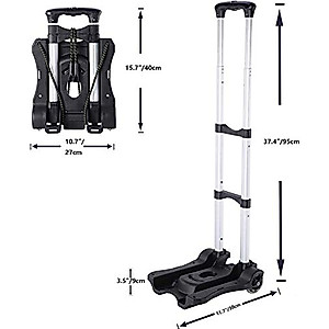 Coocheer Aluminum Folding Hand Trucks Portable Luggage Cart Lightweight Travel Hand Truck/Heavy Duty Hand Trucks (80LB)