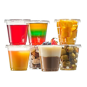 PATCHKE [ 3 OZ - 200 Cups + 200 Lids ] Jello shot Cups with Lids - Leak-Resistant, Tight fit, Easy Snap-on Lids - Clear & Fully Transparent, Tall squeezable Disposable Plastic.