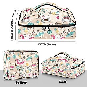 Kcldeci Insulated Thermal Food Carrier Insulated Casserole Carrier for Hot or Cold Food,Kawaii Summer Cute Cats (2) Insulated Tote Bag for Potluck Cookouts Parties Picnic,Lasagna Lugger