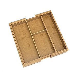 Lipper International 8893 Bamboo Wood Expandable to 17" Gadget Tray and Drawer Organizer