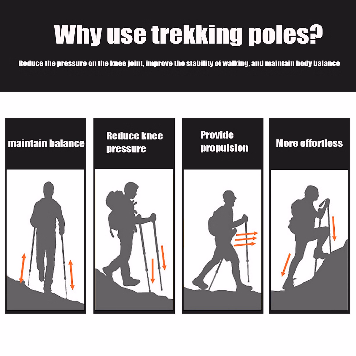 Aihoye Trekking Poles Shock Absorbing Adjustable Hiking or Walking Sticks for Hiking Collapsible Strong, 2-pc Pack Lightweight Walking Pole, All Terrain Accessories and Carry Bag (Blue)