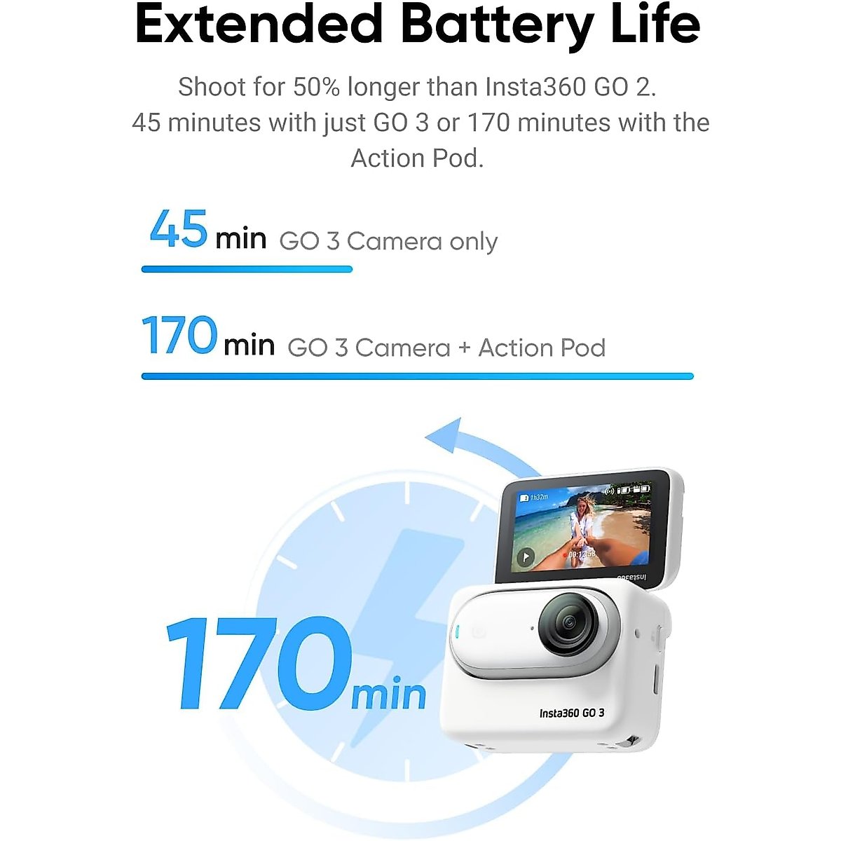 Insta360 GO 3 64GB – Waterproof Tiny Mighty Action Camera with 2.7K 2720 Video, FlowState Stabilization, AI Editing, Action Pod|Bundle Includes Mount Adapter Compatible with GoPro Mounting Ecosystem