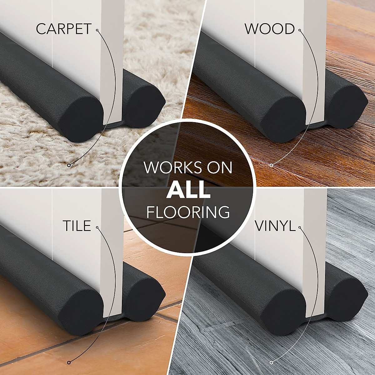 Easy to Install Under Door Draft Stopper - Thicker 2" Foam Strip Blocks 50% More Noise, Wind - Seal Bottom of Doors 30" to 36" - Interior Front Door Sweep, Blocker, Soundproofing - Everlasting Comfort