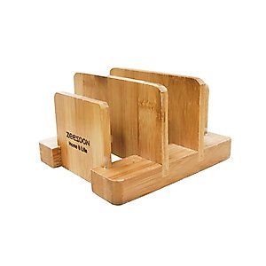 ZEESOON Turtle Rack Cutting Board Organizer 3 Slots Kitchen Pantry Wooden Rack Cabinet Organizer for Cutting Board, Dish, Bakeware, Plate, Pot Lid, Cook Books, Book Stand Holder
