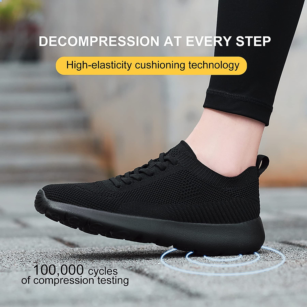 Grand Attack Walking Tennis Shoes for Women-Non Slip On Breathable Mesh Sneakers,Comfort&Lightweight Soft Sole,for Food Service Yoga,Driving, Travel Black Size 8.5