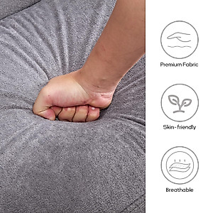 EBELLO Futon Sofa Bed, Soft Chenille Sleeper Loveseat Sofa, Mid Century Modern Futon Couch, Small Sofa Couch for Small Space Living Room, Grey