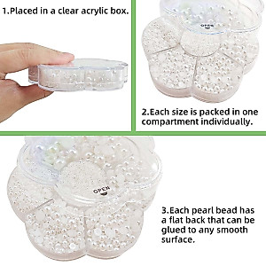 5600 Pieces Half Pearl Beads for Crafting Flatback Crafts Pearls for Nail Art Craft DIY Scrapbooking Jewelry Making Makeup Phone Shoes White Pearls Gems Half Round Flat Back Pearls (2/3/4/5/6/8/10mm)