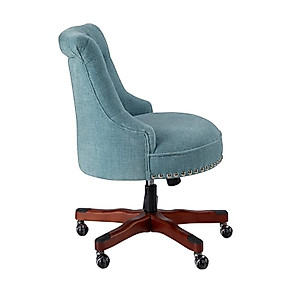 BOWERY HILL Traditional Fabric Armless Office Chair in Aqua Blue/Chrome