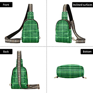 Women Crossbody Sling Backpack St-patrick-british-green-plaid Girl Chest Bag Daypack for Hiking Traveling
