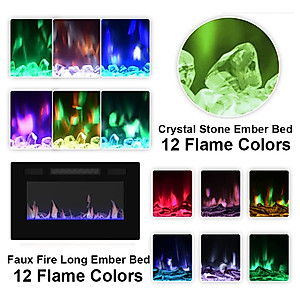 Hitow Fireplace TV Stand for 80 inch TV, Modern Entertainment Center with 30" Electric Fireplace, Long Media Console Cabinet with 4 Drawers, Gloss Black (70.8" W x 13.9" D x 23.7" H)