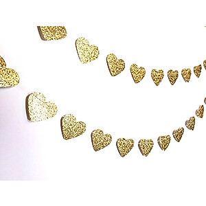 My lifestyle 4-Pack,Glitter Gold Heart Garland, Twinkle Star Garland Christmas Garland, Party Garland, Party Decoration,Home Decor,Christmas Decor, Gold Baby Shower (4 inch in Diameter, 13 Feet)