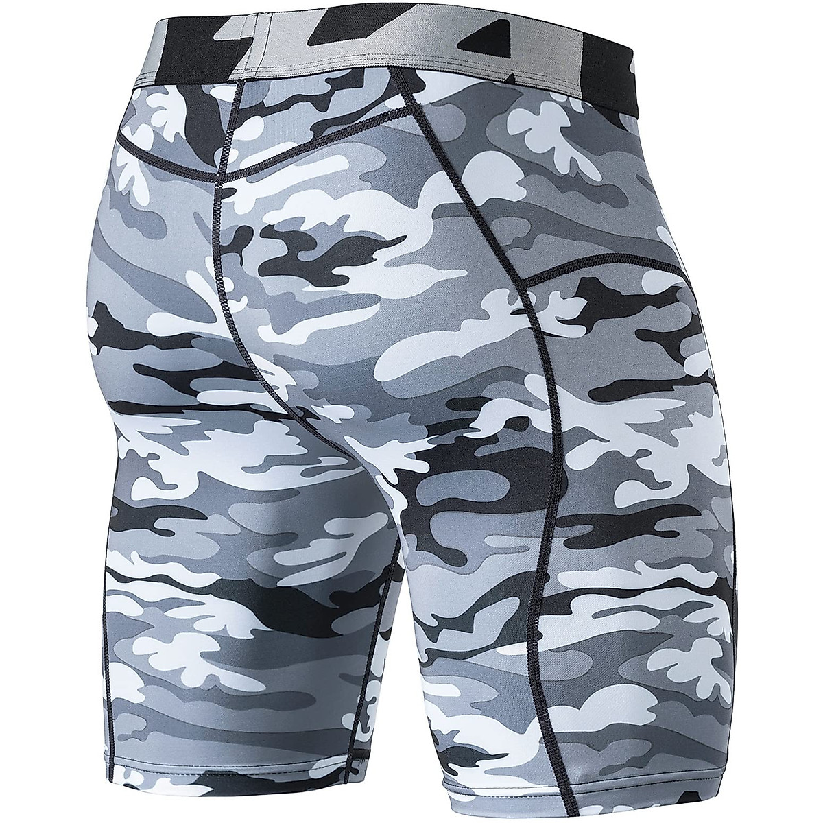 TSLA Men's Athletic Compression Shorts, Sports Performance Active Cool Dry Running Tights, Hyper Control Military Camo Grey, Small