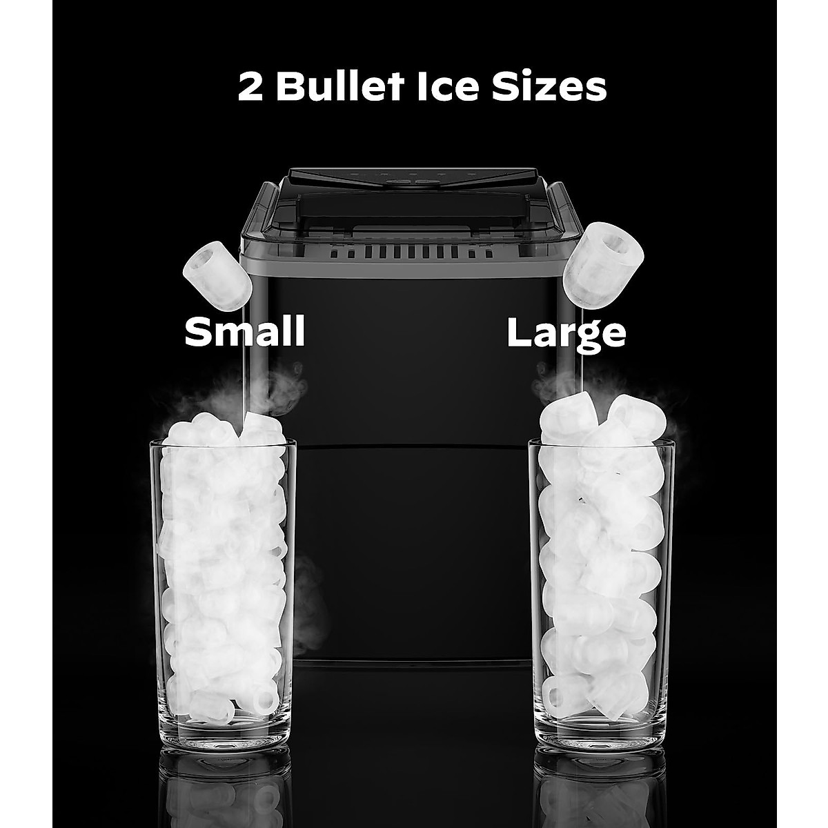 Silonn Smart Countertop Ice Maker - 9 Bullet Cubes in 6 Mins, 26 lbs per Day, Compact Wi-Fi Ice Maker Machine, 2 Ice Cube Sizes, Portable Ice Maker with Self-Cleaning for Kitchen/Office/RV