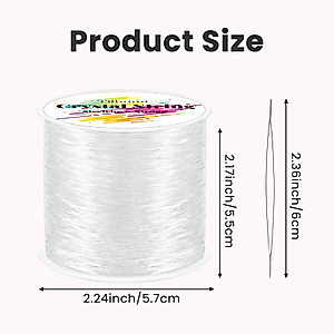 Tilhumt 1mm Elastic String, 328Feet Stretchy Bracelet Crystal String with 2 Beading Needles and 1 Scissors for Beading and Jewelry Making