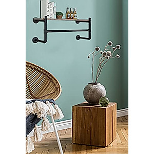 Clothes Rack with Shelf, 36in Industrial Pipe Wall Mounted Garment Rack, Space-Saving Display Hanging Pipe Clothes Rack, Heavy Duty Detachable Multi-Purpose Hanging Rod for Closet Storage(1-Layer)