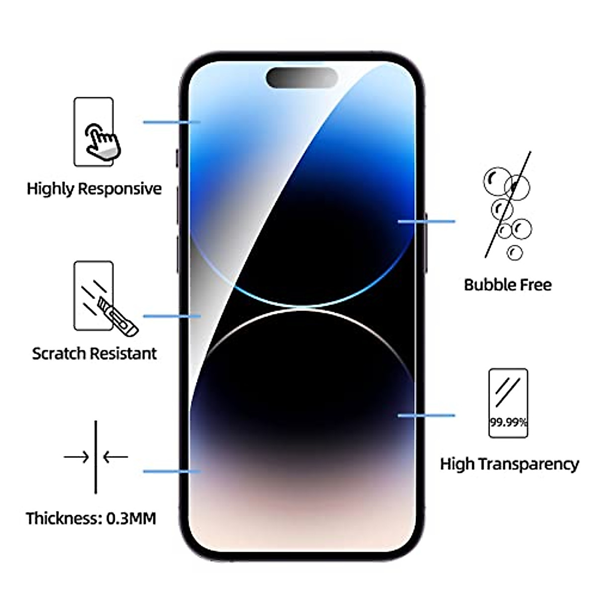 NEW'C [3 Pack] Designed for iPhone 14 Pro (6,1") Screen Protector Tempered Glass, Case Friendly Ultra Resistant