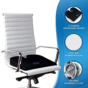 Everlasting Comfort Car and Truck Seat Cushion - Memory Foam Wedge Chair Driving Pillow (Black)