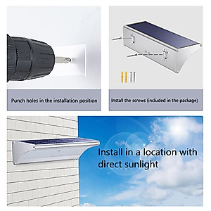 Ousam Led Solar Motion Lights Outdoor Waterproof Wall Lamp for Garage Barn Fence Patio Front Door Driveway Garage House (12in 60LED)