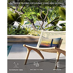 Recliner Head Pillow Ledge Loungers Chair Pillows with Insert Art Romantic Orange Ombre Love Heart Rose Lumbar Pillow with Adjustable Strap Outdoor Waterproof Patio Pillows for Beach Pool, 2 PCS