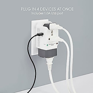 Conair Universal Travel Adapter with USB, European Plug Adapter with Surge Protection, All-in-One Travel Adapter Worldwide