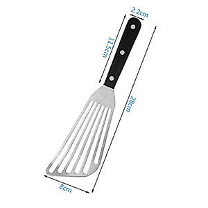 Atezch_ Fish Spatula, Nonstick Steak Shovel, Stainless Steel Slotted Turner with Sturdy Handle, Metal Oven Utensils Thin-Edged Design Ideal for Frying, Turning, and Grilling