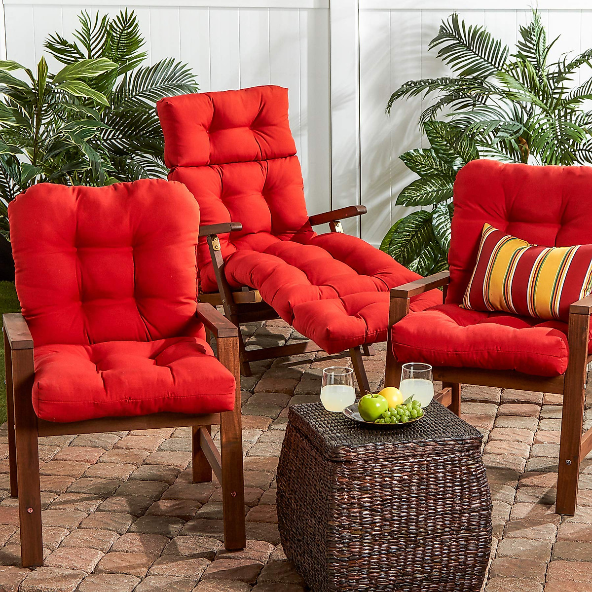 South Pine Porch Outdoor Seat/Back Chair Cushion, 2 Count (Pack of 1), Salsa Red