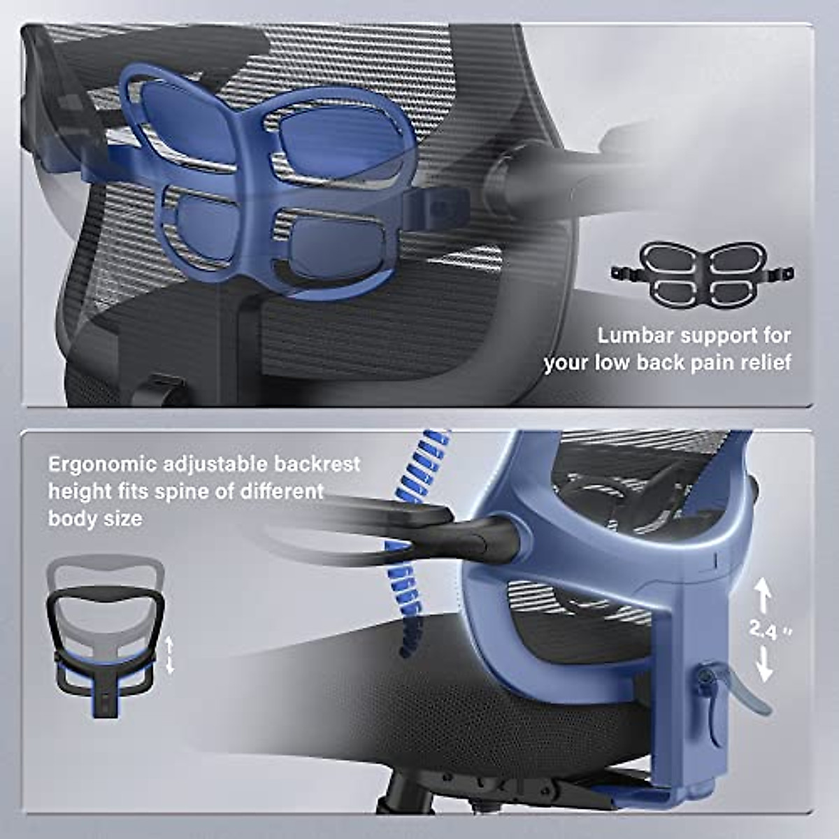 StayNow Ergonomic Office Desk Chair - Mesh Office Chair with Flip up Arms & Adjustable Back Height - Comfortable Computer Task Chairs with Lumbar Support for Small Spaces