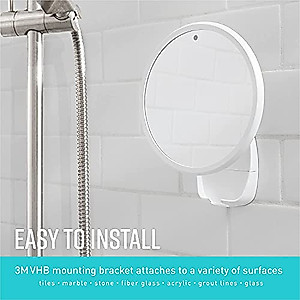 Airia Living Battery Powered Heated Glass Fogless Efficient Shaving Mirror Shatterproof Shower Mirror with 3M Tape, Razor Holder, & 360 Swivel, Black 7.1" x 8.7"