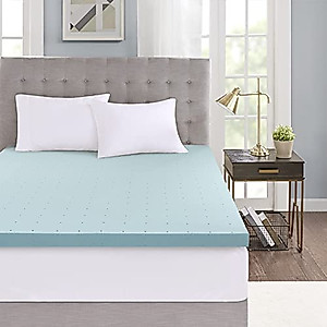Sleep Philosophy Gel Infused Memory Foam Mattress Topper Luxurious All Season Enhanced Bed Support, Queen(3" Thick), Removable Cooling Cover