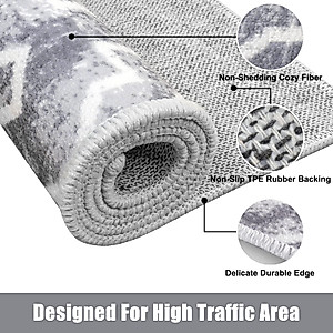 Wonnitar Moroccan Indoor Door Mat - 32''x48'' Entrance Doormat Entry Rug, Washable Grey Absorbent Non-Slip Front Door Mat Low-Profile Dirt Resist Rug for Bathroom Entryway (Grey,47.2'' x 31.5'')