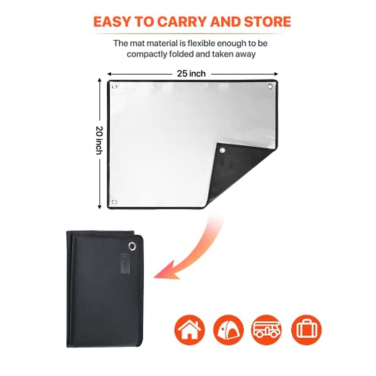 Elayce High-Temperature Resistant, Waterproof, and Portable BBQ Mat - 20"x25" with Adjustable Size and Four Corner Holes for Gas, Charcoal, and Electric Grills