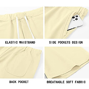 Janmid Men's Casual Classic Fit Cotton Elastic Jogger Gym Shorts Beige XL