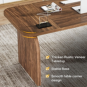 Tribesigns 63-inch Conference Room Table for 4-6 Person, Retro 5.2 ft Small Rectangle Meeting Room Table, Rustic Wood Seminar Table