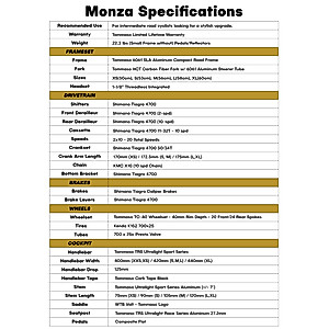 Tommaso Monza Sport Bike Performance Aluminum Road Bike Carbon Shimano Tiagra 24 Speeds Road Bicycle Men Road Bikes for Men Bike Men Women Speed Bike Racing Bike Adult Bike City Bike Black Small 53cm