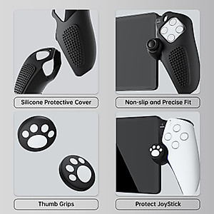 Hosanwell 9-in-1 Accessories Set Compatible with Playstation Portal, EVA Carrying Case for PS Portal*1, Soft Silicone Grip Cover*2, Screen Protector*2, Joystick Caps*2, Ear Wired Headphone*1,Stand*1