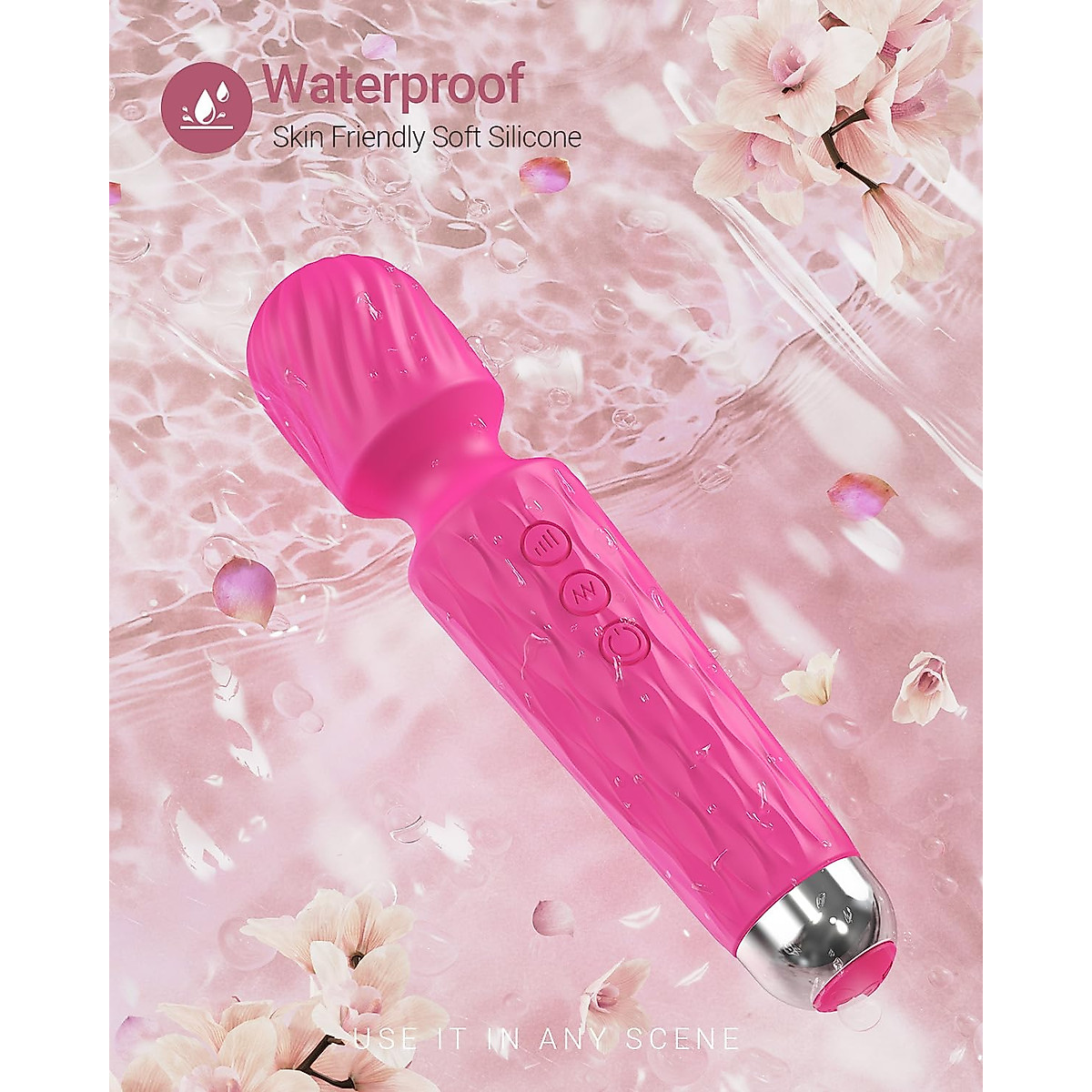 SIKXTOA Vibrator Wand, G Spot Female Adult Sex Toys, Vibrators for Her, Wand Massager, Clit Stimulator Sex Toy, Dildo, with 8 Speeds of Pleasure & 20 Patterns, Powerful, Waterproof (Rose)