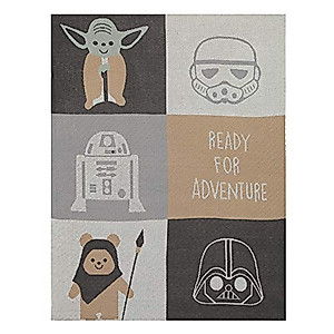 Lambs & Ivy Star Wars The Force Knit Baby Blanket - Yoda/Ewok/R2-D2/Vader