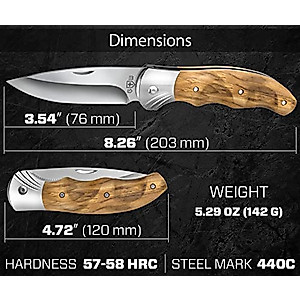 Bundle of 2 Items - Gentleman’s Folding Knife Pocket Knife Knives Knofe Wood Handle Sharp Blade - Pocket Knife for Men - Folding EDC Knife - Kubaton Stocking Stuffers for Men - Secret Santa Gift
