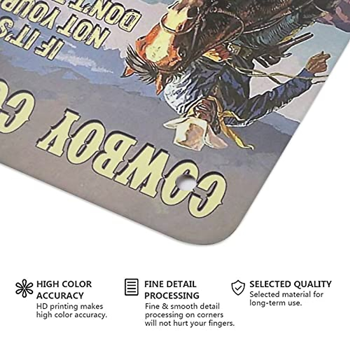 Vintage Tin Sign Art Cowboy Metal Poster Cowboy Metal Tin Signs Cowboy Riding Horse Cowboy Code Poster Retro Metal Logo Poster Home Kitchen Bar Cafe Bathroom Wall Decor Gifts 8x12 inch
