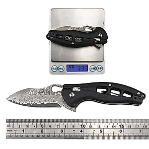 ALBATROSS Cool Flipper Axis Lock Opening Folding Pocket Knife with 3" Modern Damascus Steel Blade and 4.25" High Strength FRN Handle, Deep Carry Pocket Clip - Gifts Box FK036DA-BK